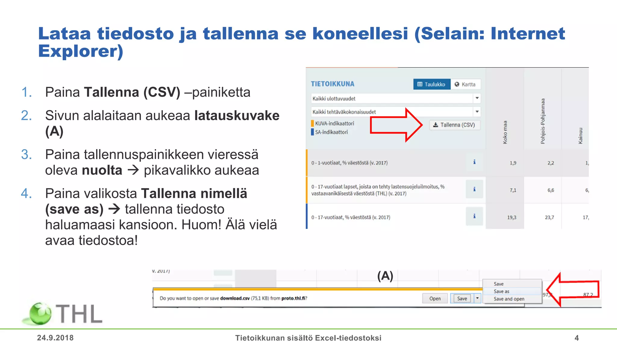 Tietoikkunan sisalto excel tiedostoksi - ohjeet 2018-9-12 | PDF