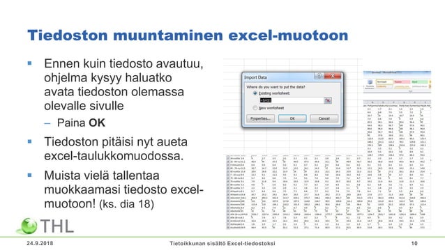 Tietoikkunan sisalto excel tiedostoksi - ohjeet 2018-9-12 | PPT