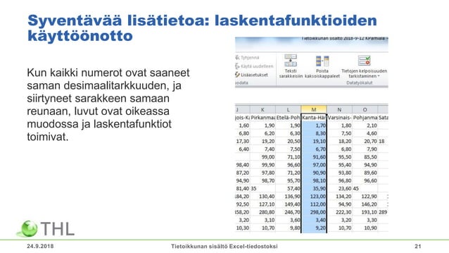 Tietoikkunan sisalto excel tiedostoksi - ohjeet 2018-9-12 | PPT