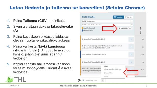 Tietoikkunan sisalto excel tiedostoksi - ohjeet 2018-9-12 | PPT