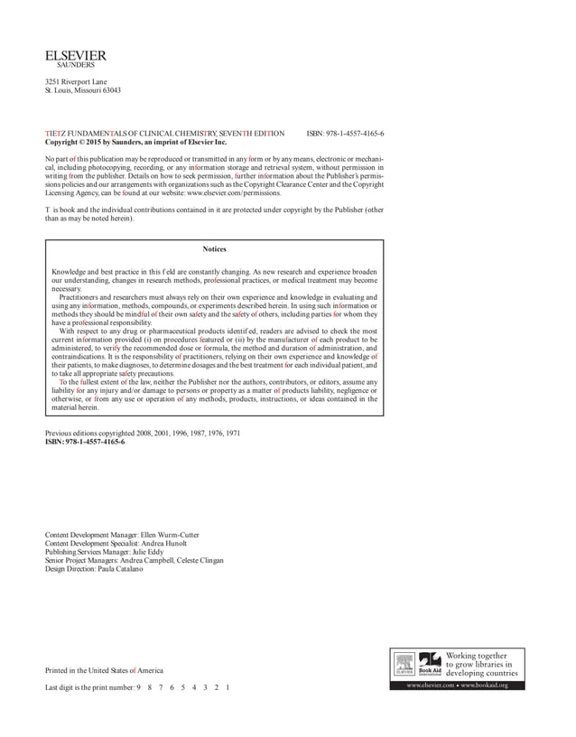 Tietz Fundamentals of Clinical Chemistry and Molecular Diagnostics ...