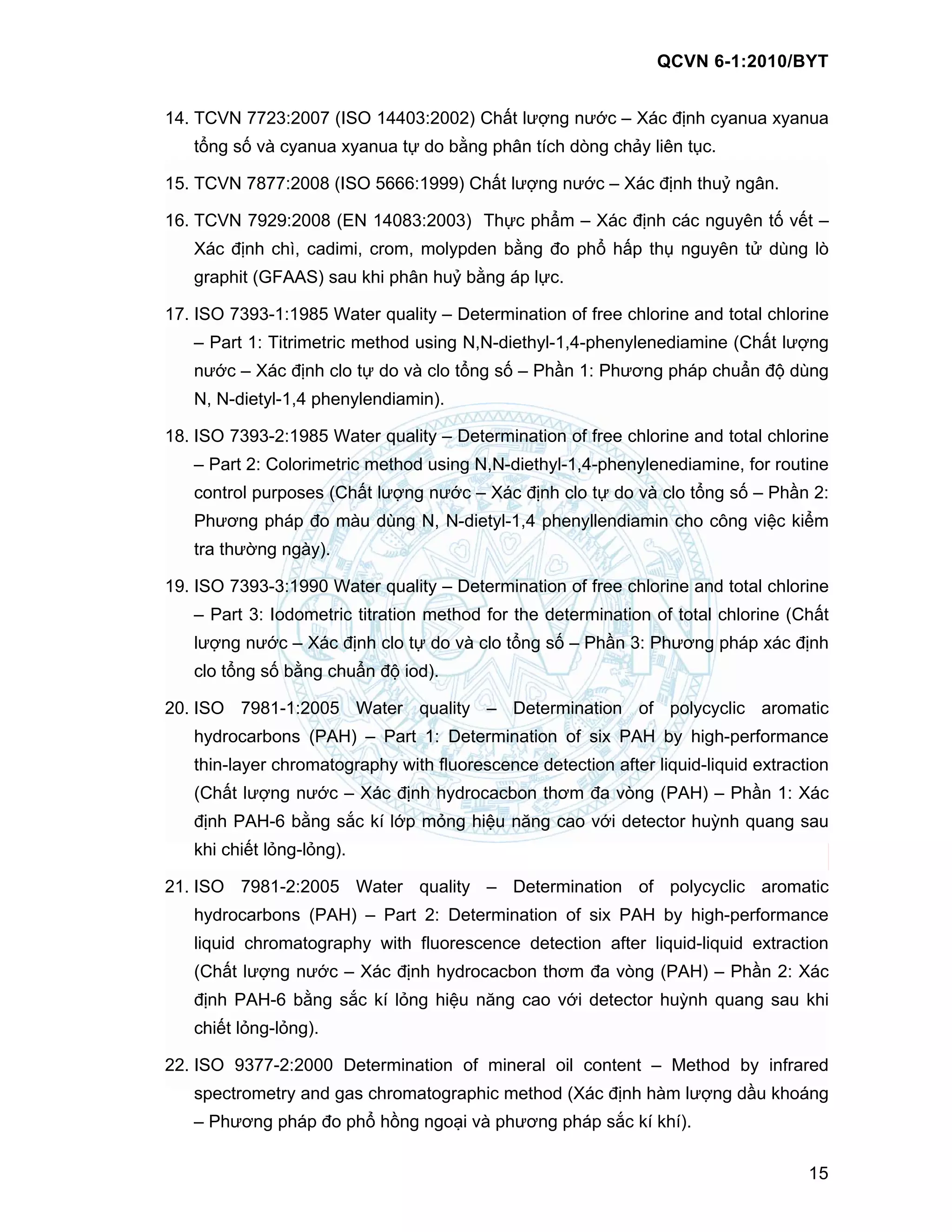 Tieu chuan-nuoc-uong-dong-chai-qcvn6-1-2010-byt | PDF