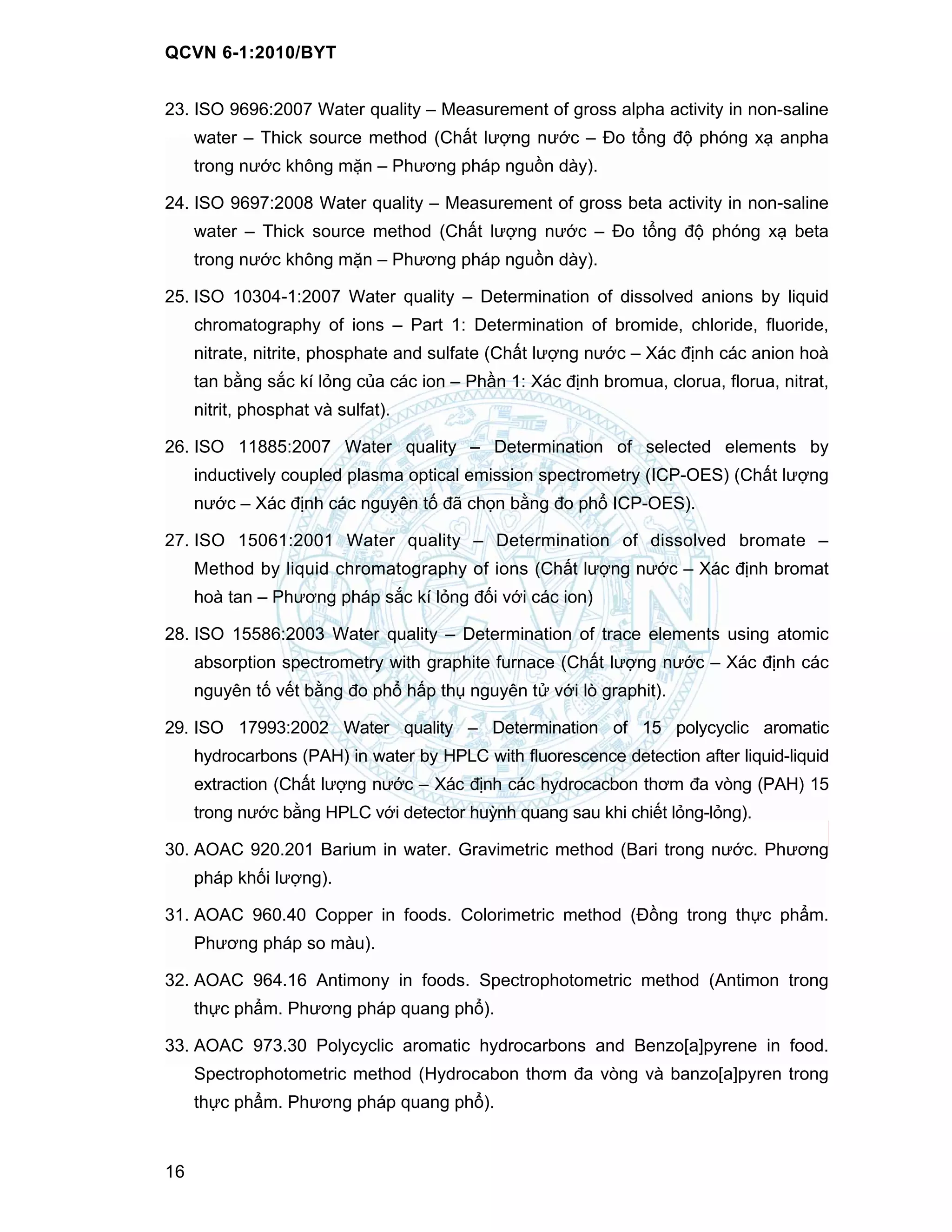Tieu chuan-nuoc-uong-dong-chai-qcvn6-1-2010-byt | PDF