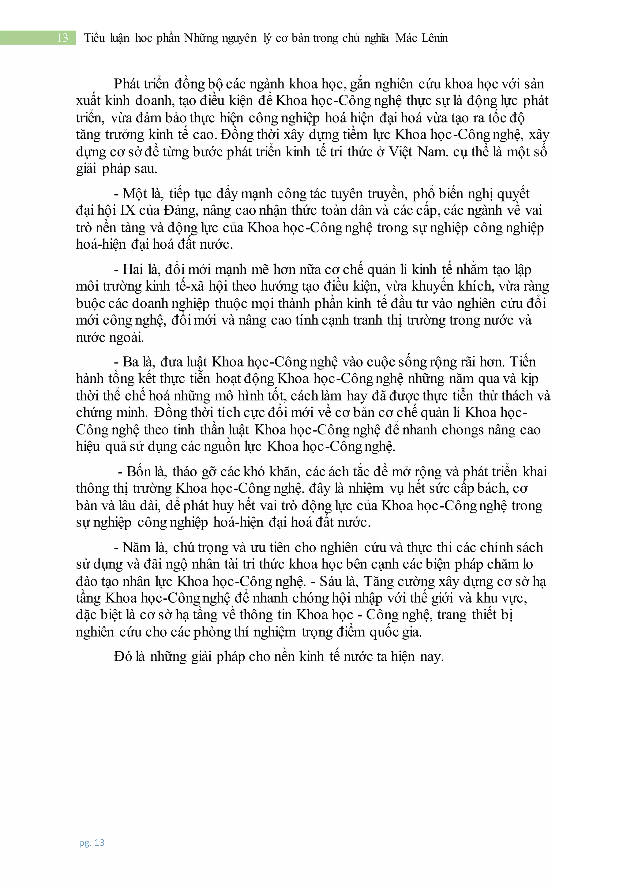 Tieu luan hoc phan chu nghia mac lenin | PDF