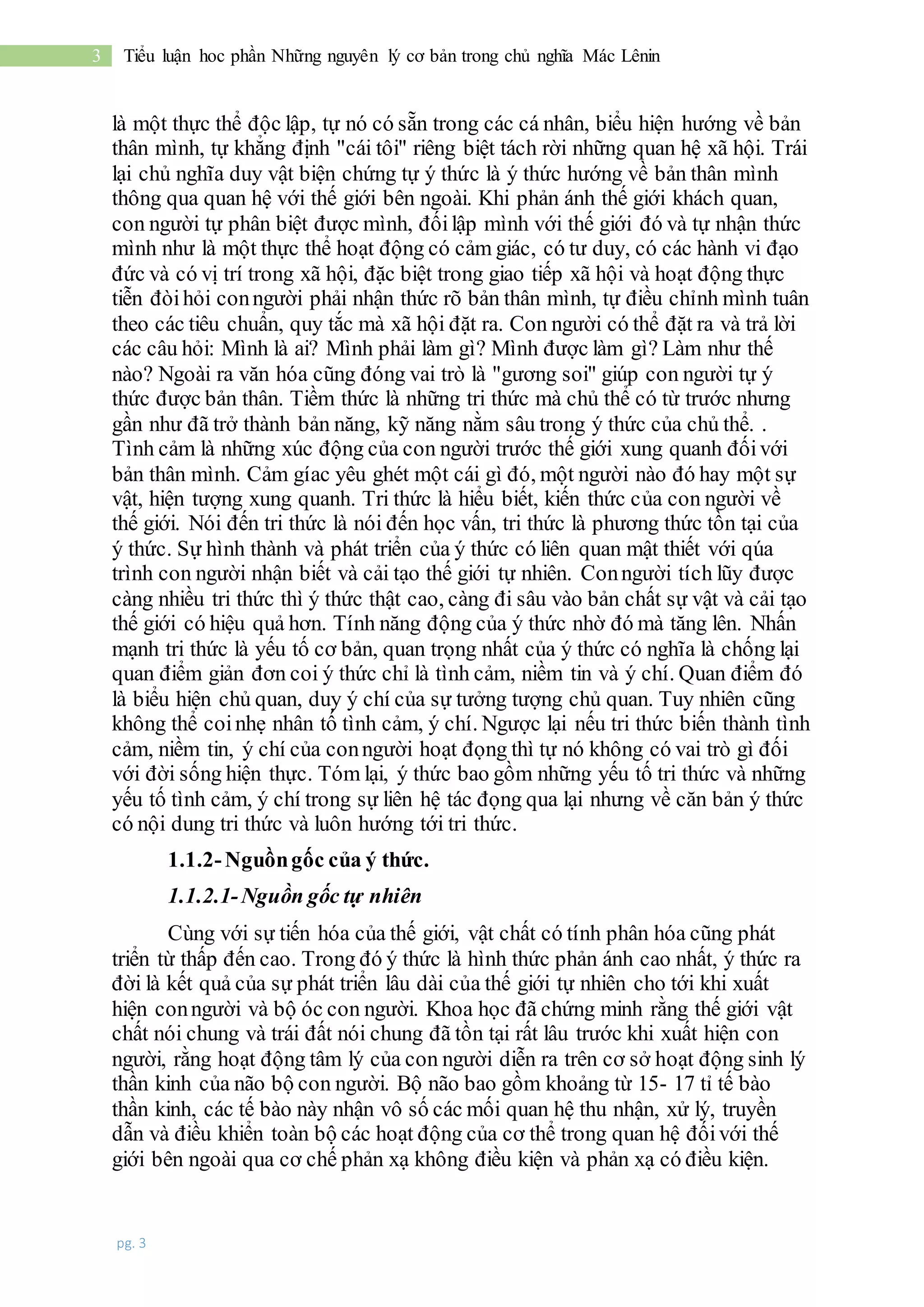 Tieu luan hoc phan chu nghia mac lenin | PDF