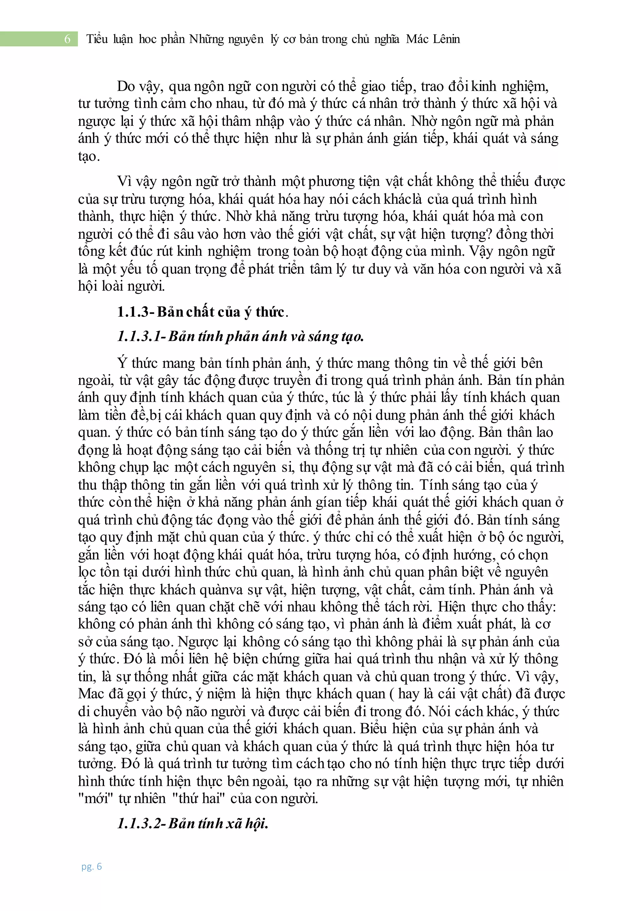 Tieu luan hoc phan chu nghia mac lenin | PDF