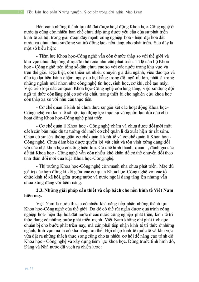 Tieu luan hoc phan chu nghia mac lenin | PDF