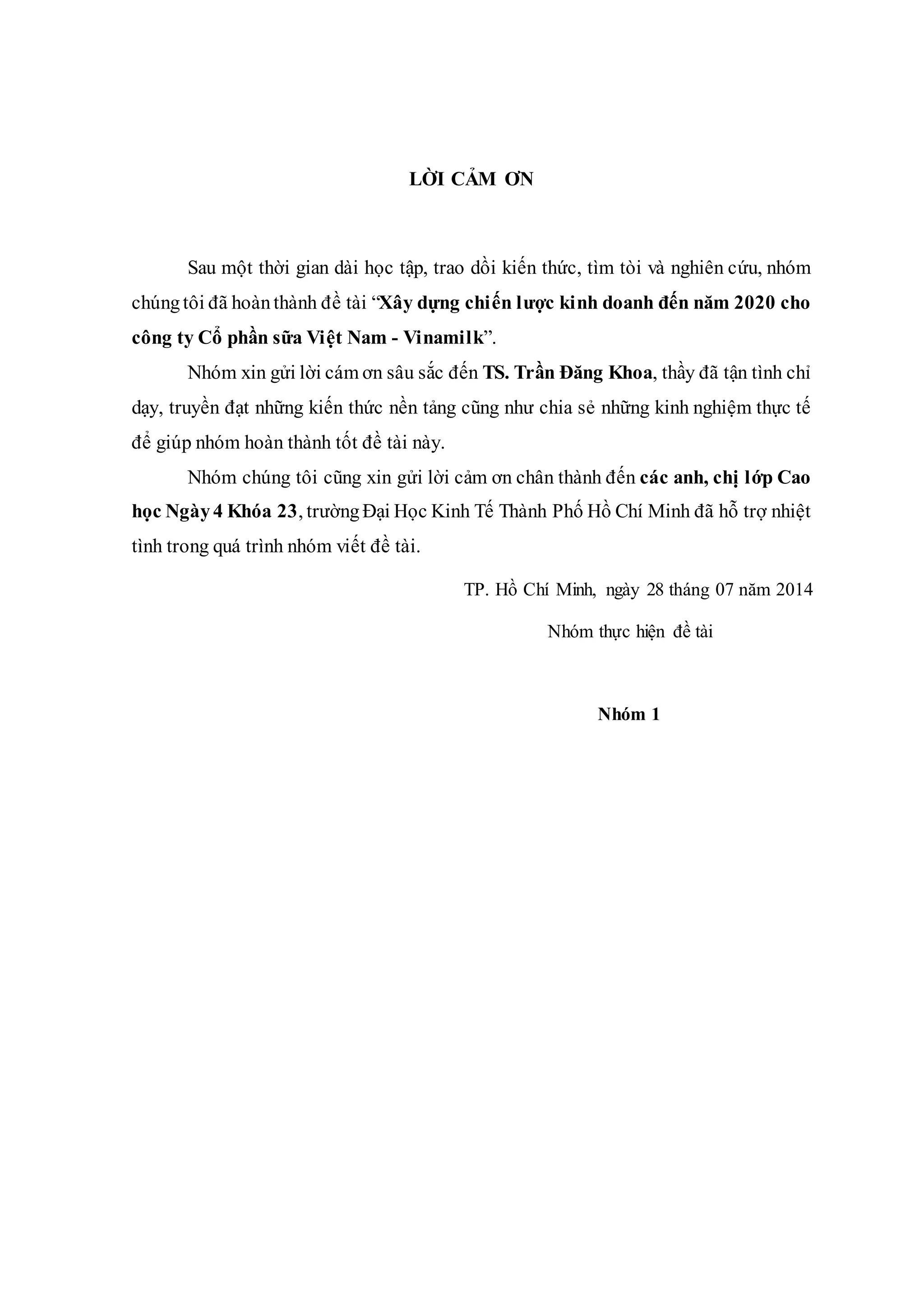 Tieu luan Quản trị Chiến lược Vinamilk | DOCX