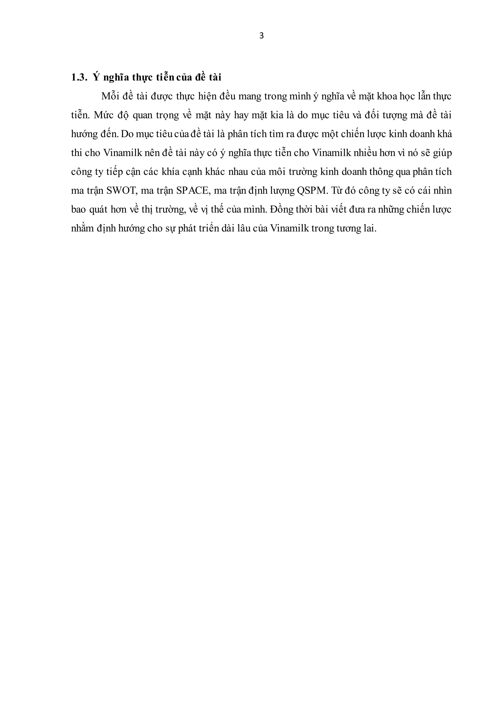 Tieu luan Quản trị Chiến lược Vinamilk | DOCX