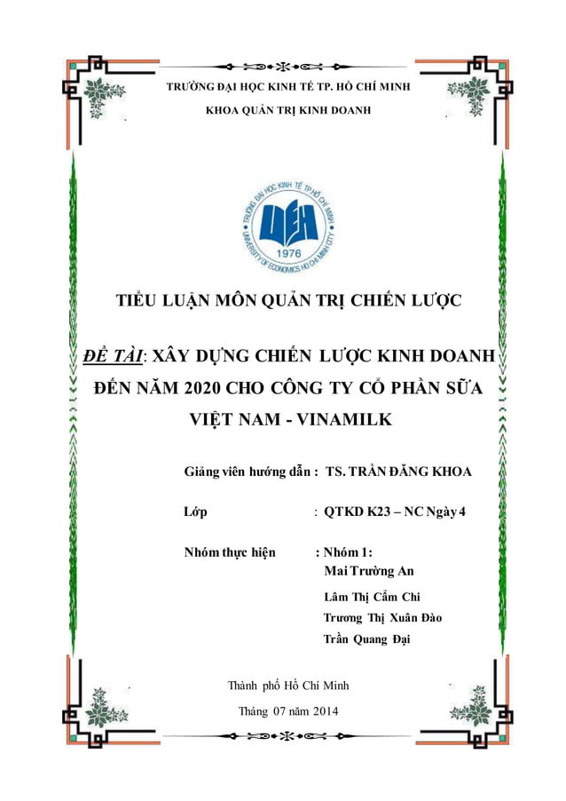 Tieu luan Quản trị Chiến lược Vinamilk | DOCX
