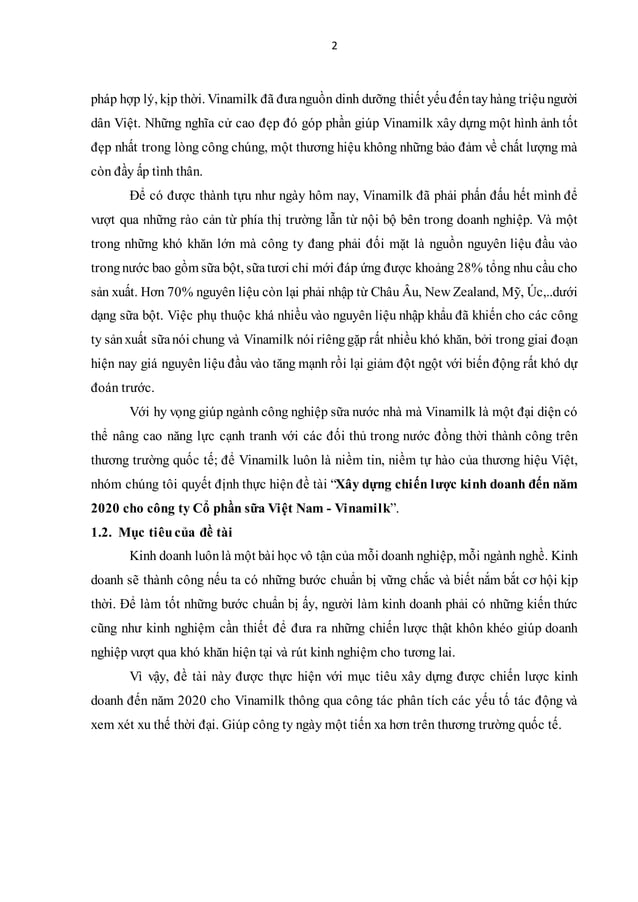 Tieu luan Quản trị Chiến lược Vinamilk | DOCX