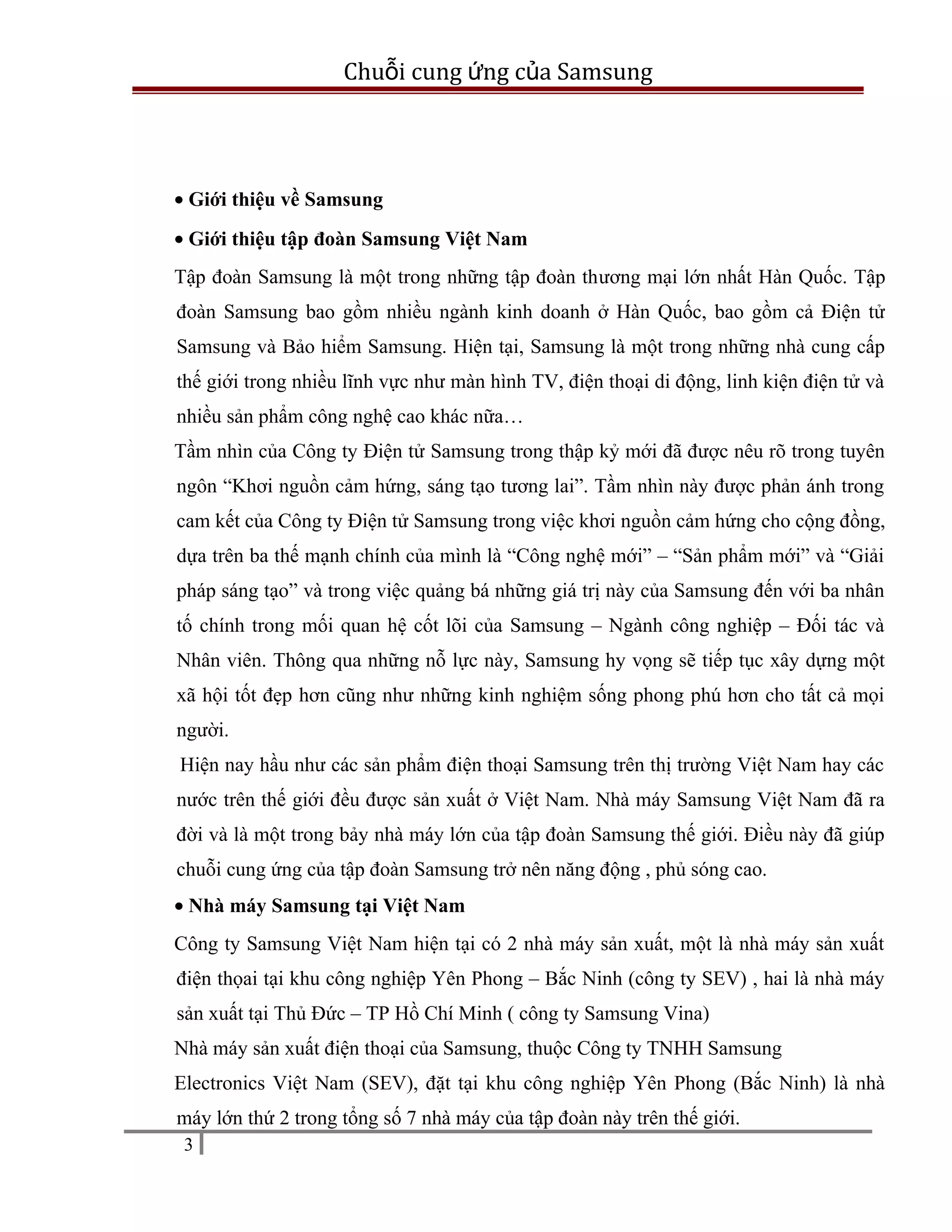 Chuỗi cung ứng của Samsung | DOC