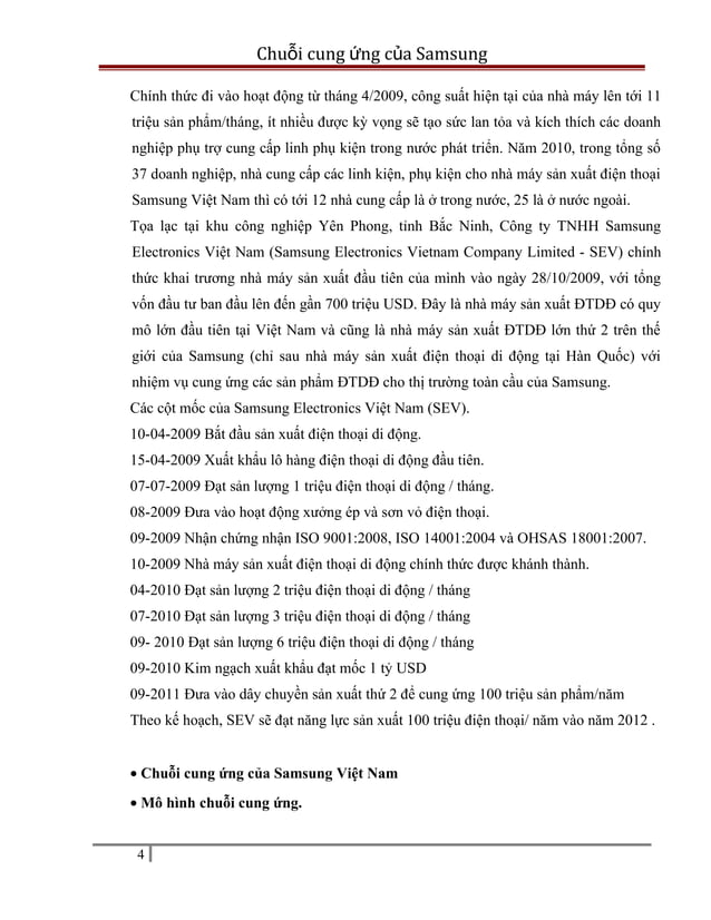 Chuỗi cung ứng của Samsung | DOC