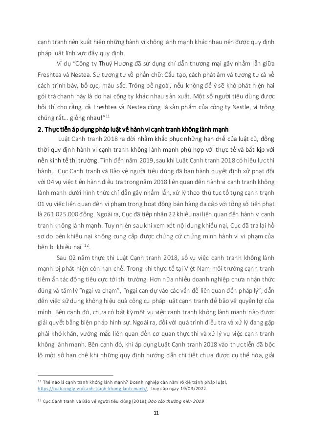 Tiểu luận hành vi cạnh tranh không lành mạnh,luật cạnh tranh 2018 | DOCX