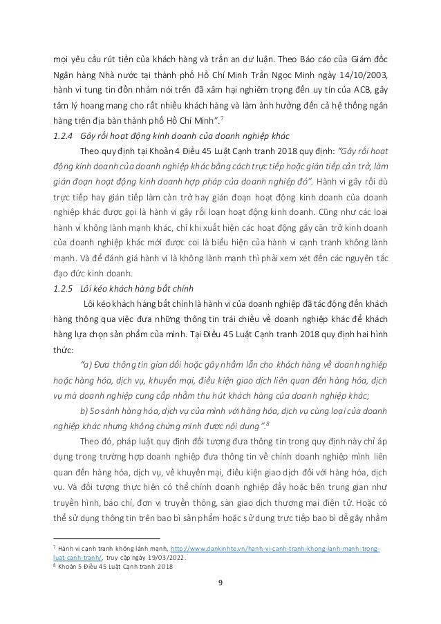 Tiểu luận hành vi cạnh tranh không lành mạnh,luật cạnh tranh 2018 | DOCX