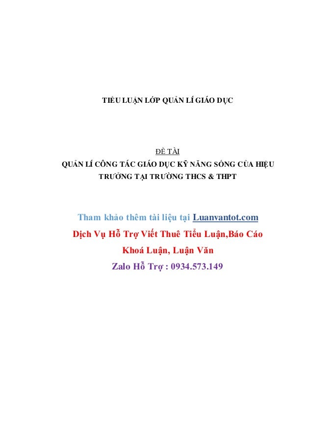 Tiểu luận lớp quản lý giáo dục kỹ năng sống trường thcs & tpht | PDF