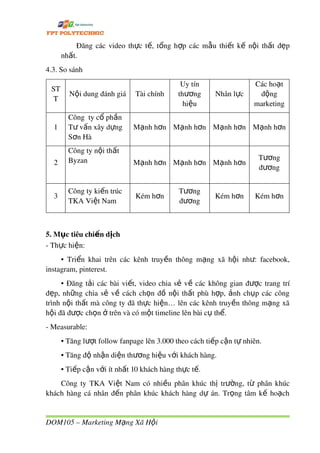 Tiểu luận môn Marketing mạng xã hội_ Xây dựng chiến lược truyền thông mạng xã hội cho công ty ...