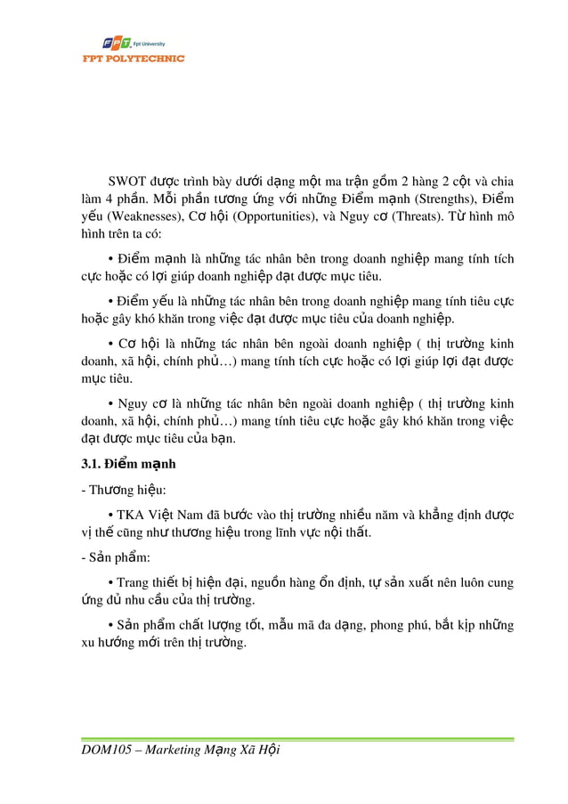 Tiểu luận môn Marketing mạng xã hội_ Xây dựng chiến lược truyền thông mạng xã hội cho công ty ...