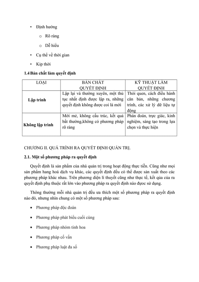 Quản trị học - Ra quyết định quản trị | DOC
