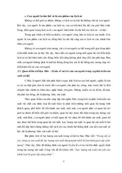 Tiểu luận triết học quan điểm triết học mác lê nin về con người | DOCX