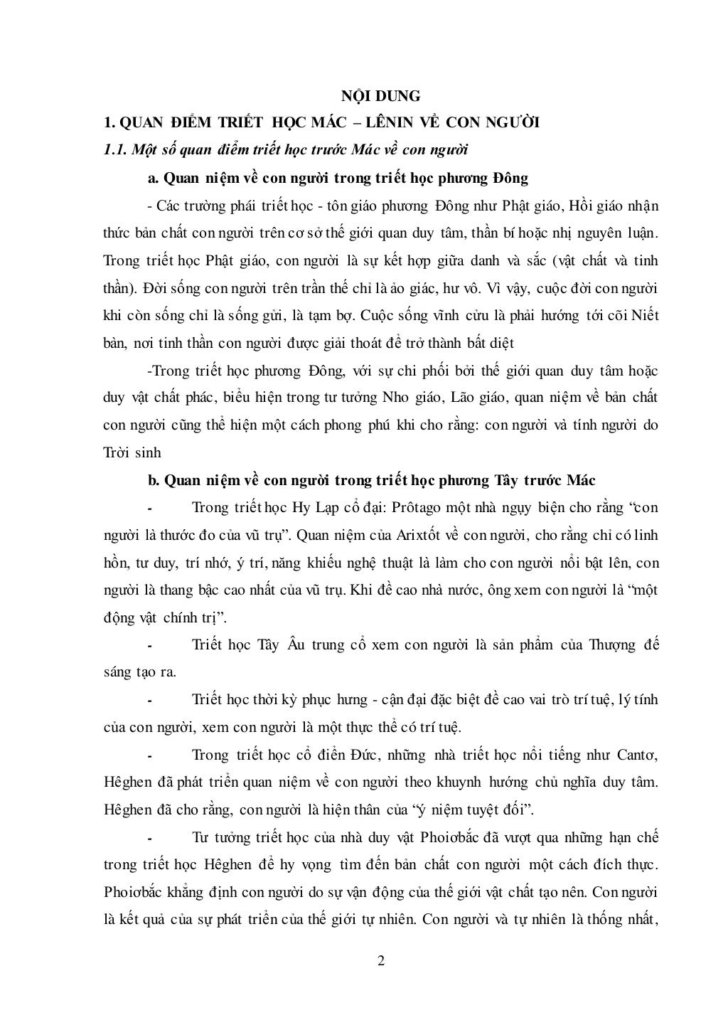 Tiểu luận triết học quan điểm triết học mác lê nin về con người | DOCX