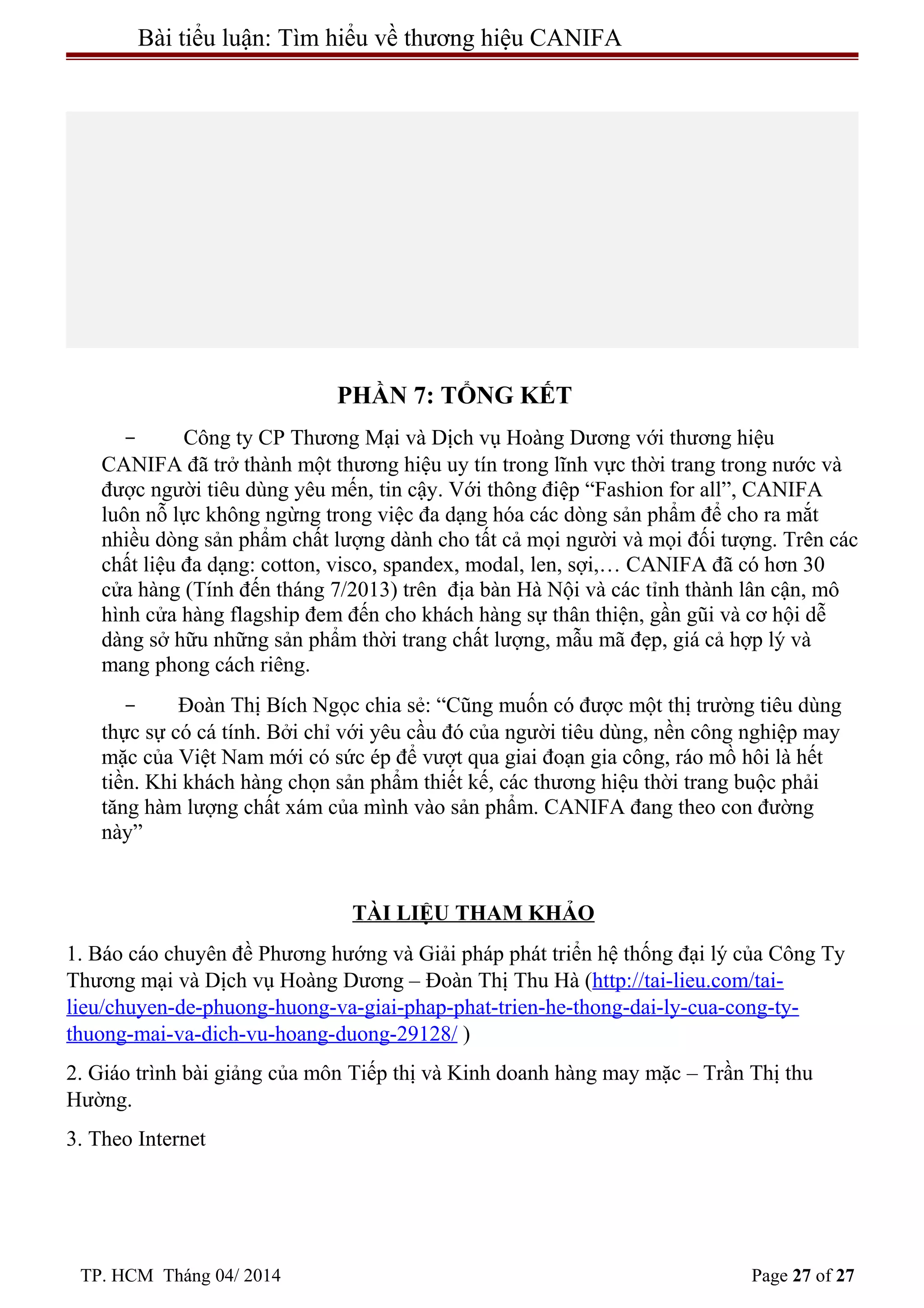 Tieu luan ve thuong hieu thoi trang canifa | PDF