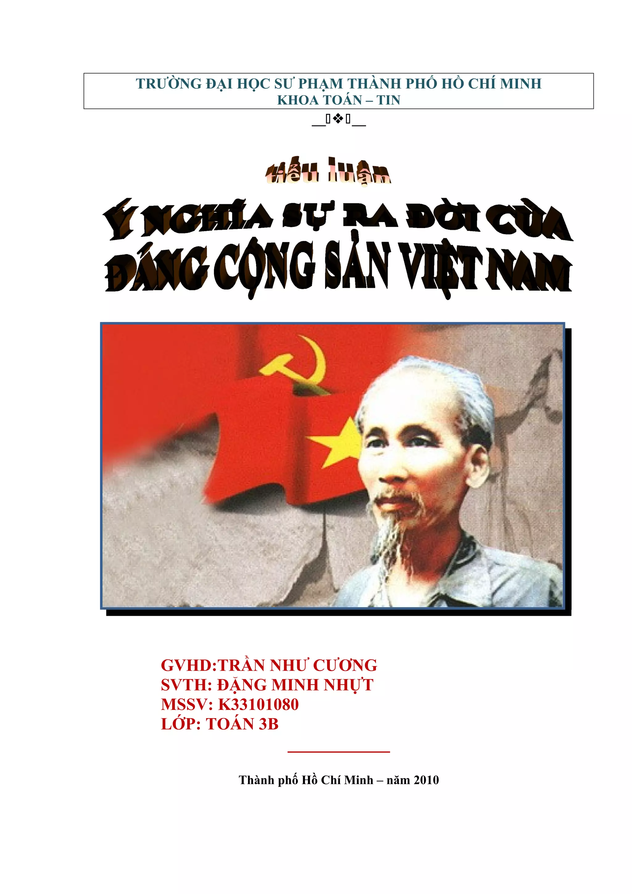 Tieu luan y nghia lich su ra doi dang cong san viet nam | DOC