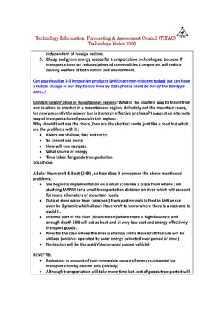 TIFAC "Vision 2035" : My Suggestions | PDF