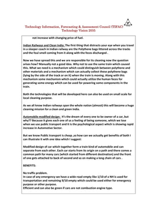 TIFAC "Vision 2035" : My Suggestions | PDF