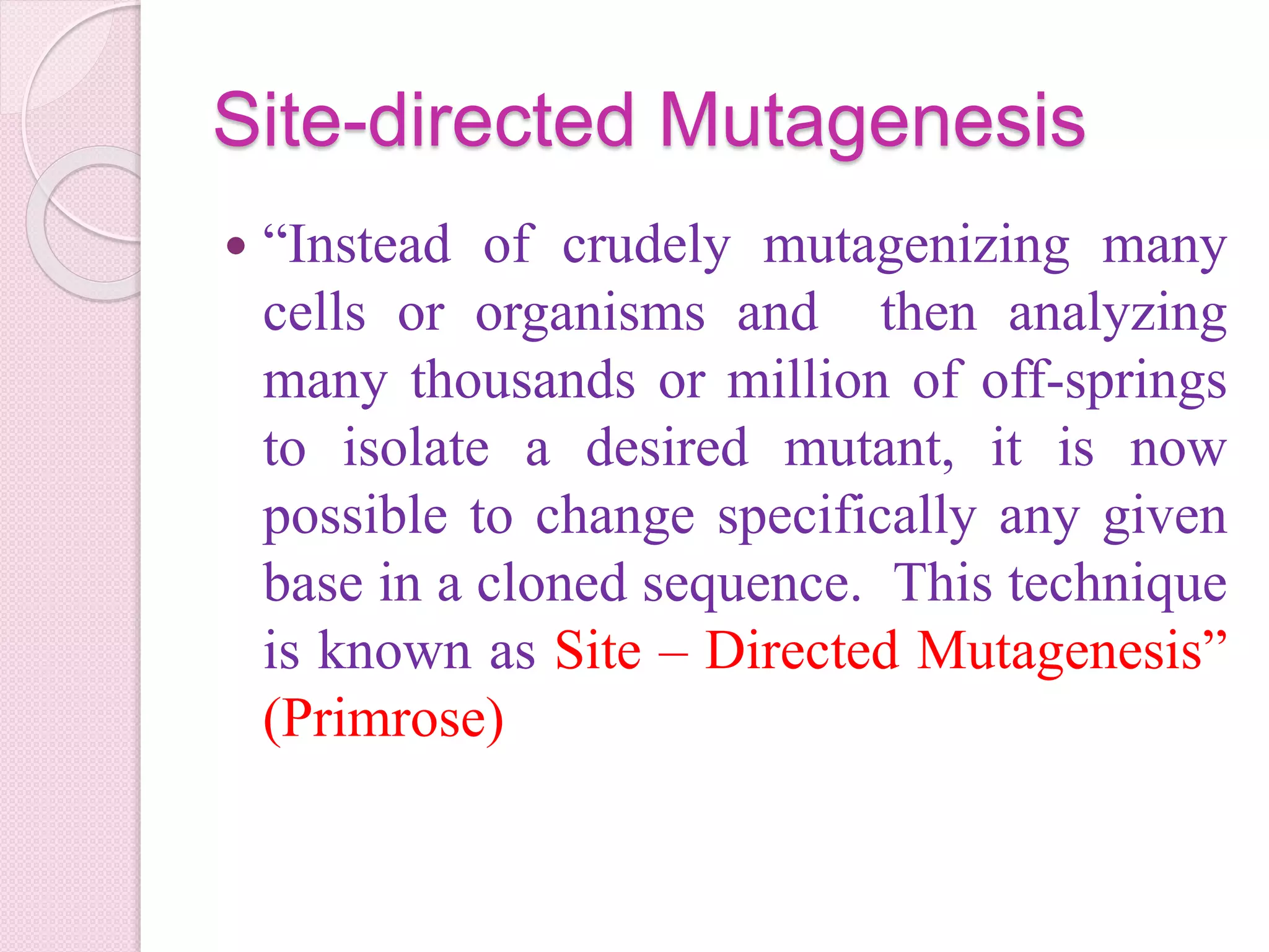 Tifa site directed mutagenesis | PPT