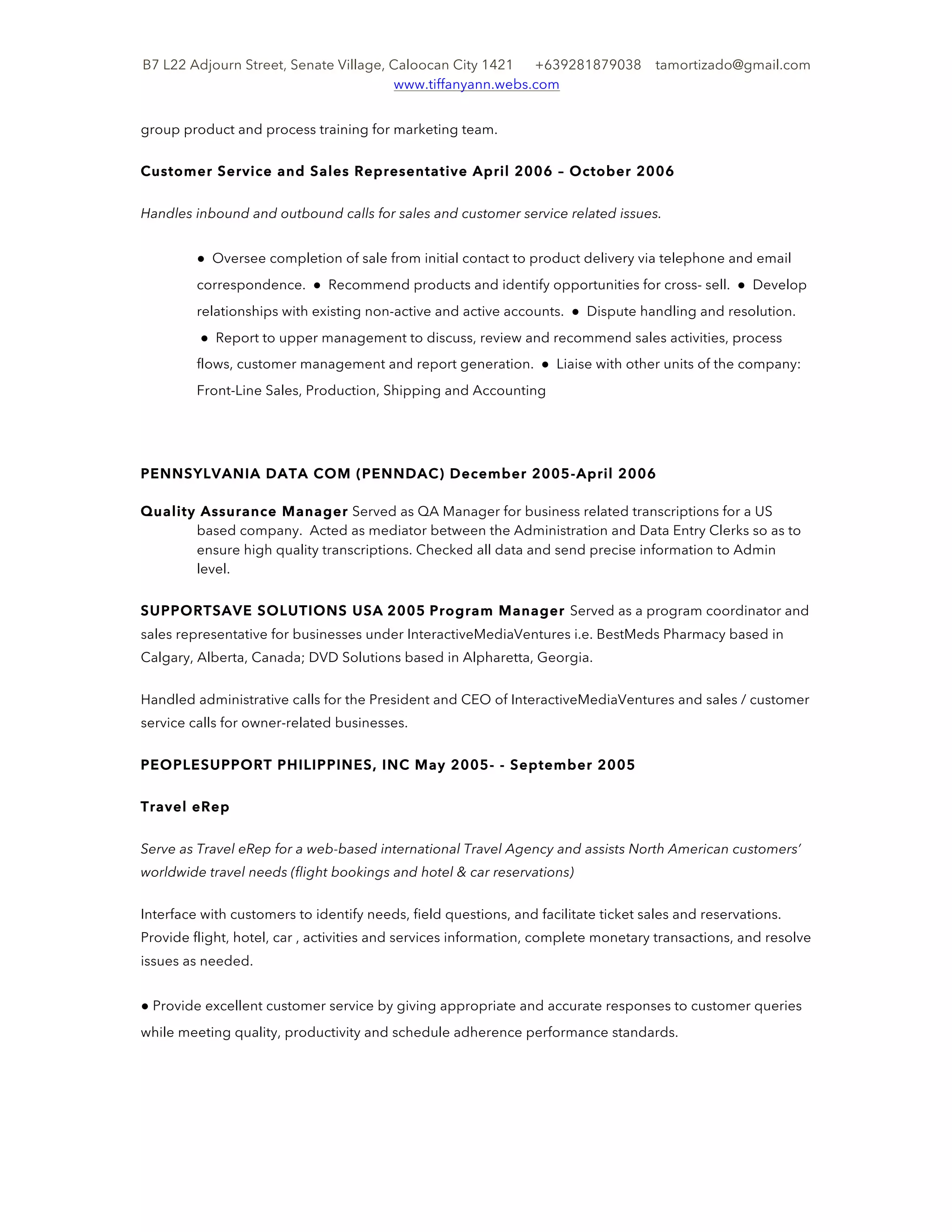 Tiffany Ann Amortizado RESUME 2016 | PDF