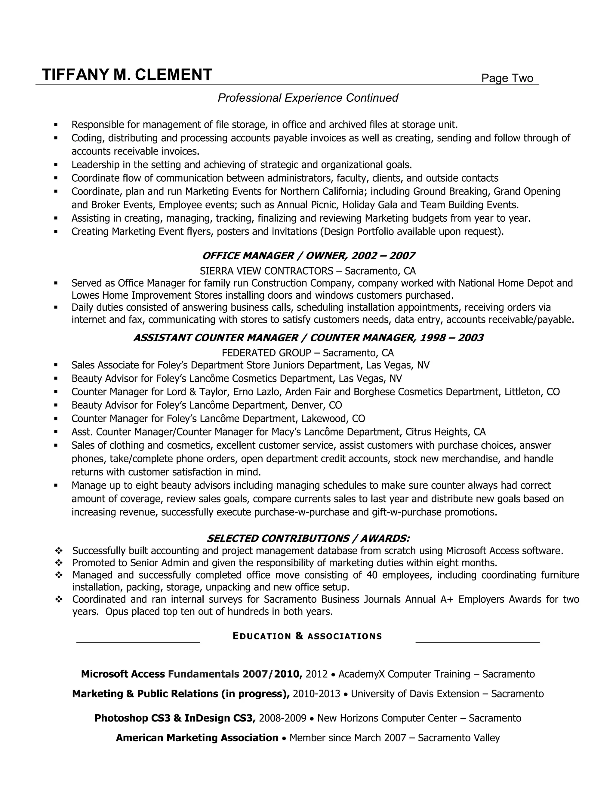 Tiffany Clement Resume | PDF