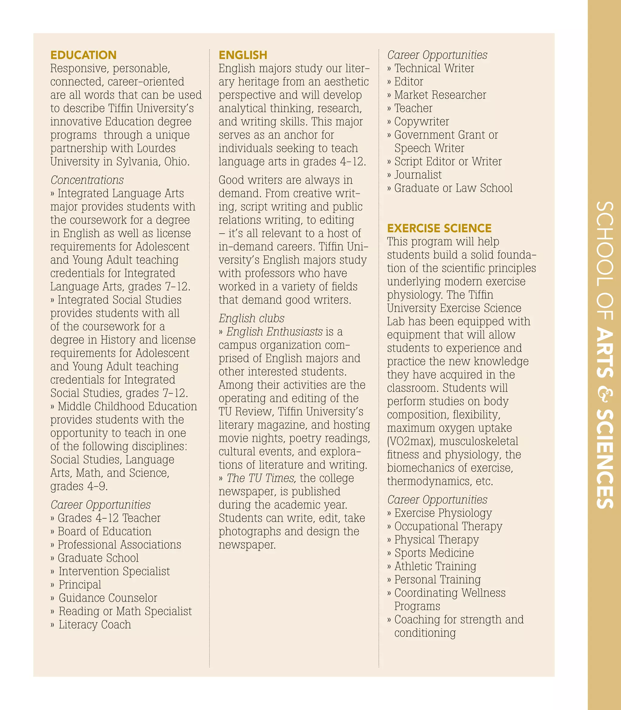 Tiffin university undergraduate brochure | PDF