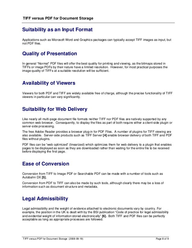 Tiff versus pdf for document storage