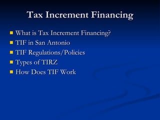 Tax Increment Financing | PPT
