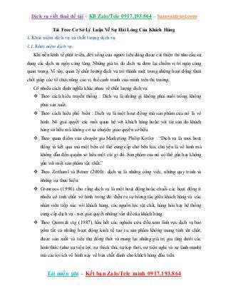 Tải Free Cơ Sở Lý Luận Về Sự Hài Lòng Của Khách Hàng, 9 điểm.docx