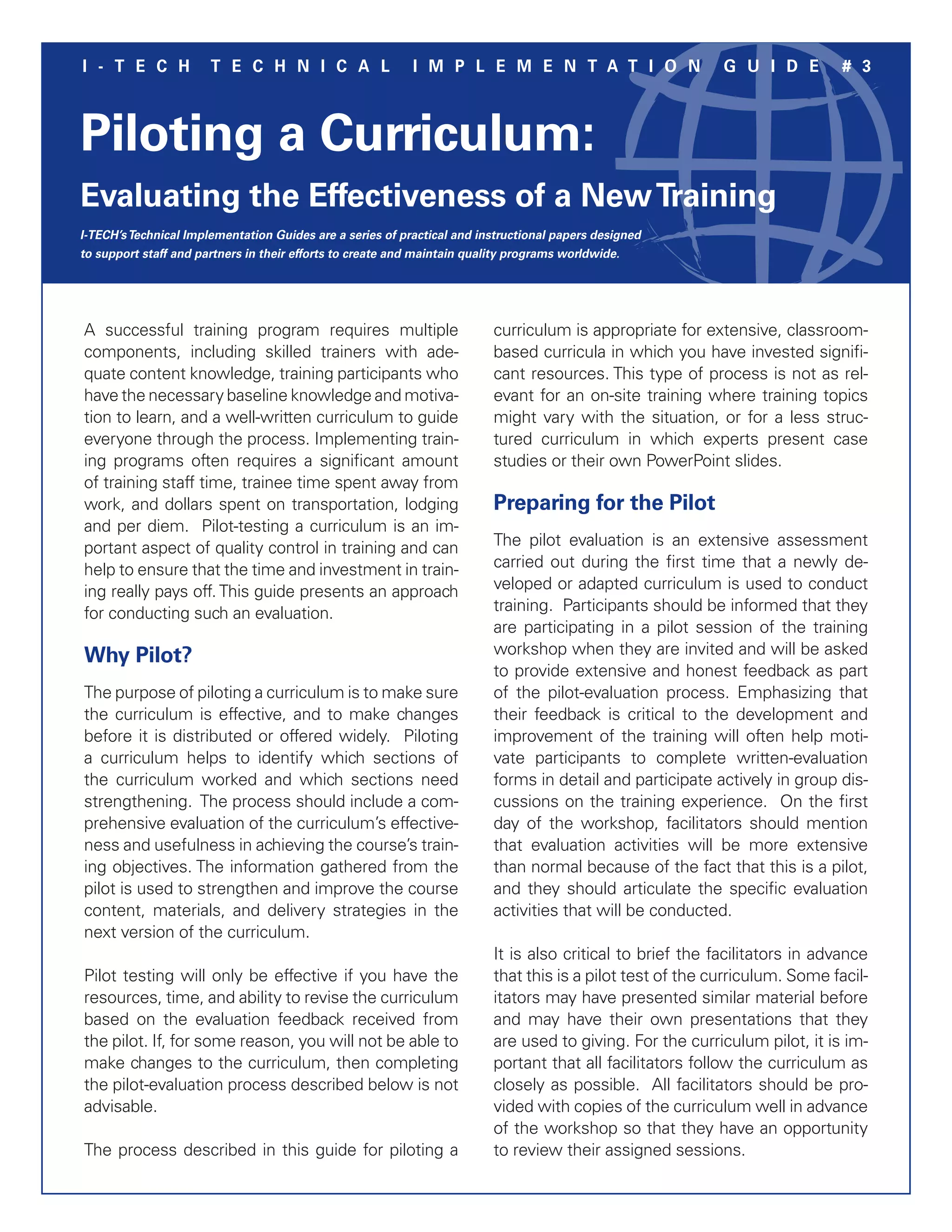 Tig 3 piloting curriculum(1) | PDF