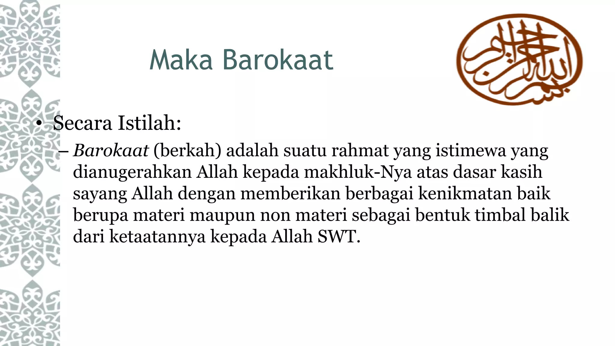 Tiga bentuk keberkahan hidup | PPTX