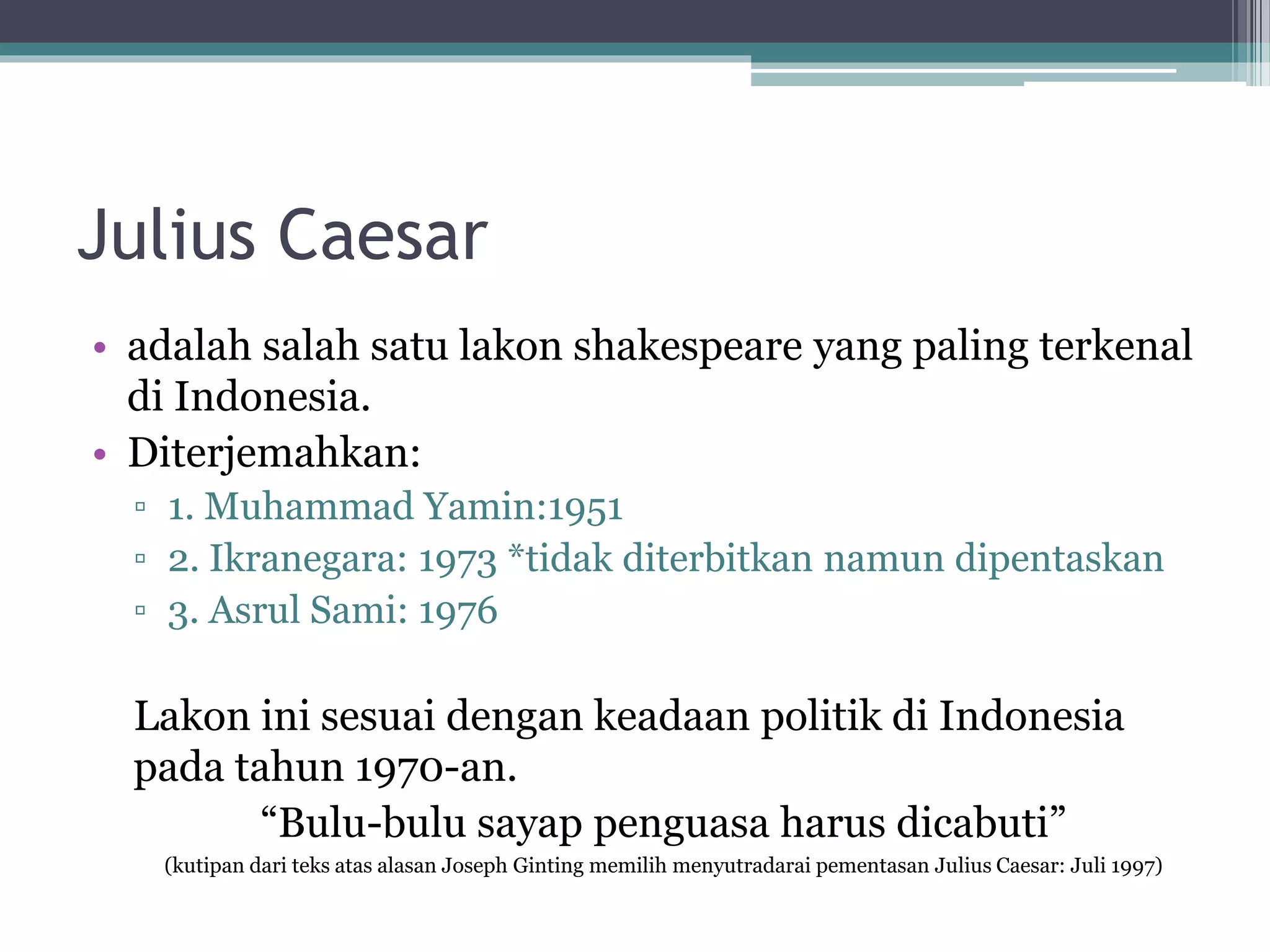 Ulasan Jurnal - Tiga wajah julius caesar | PPTX