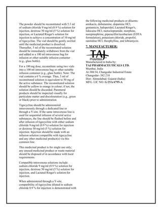 Tigecycline 50 mg powder for solution for infusion smpc taj ...