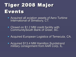 Tiger Company Presentation 10 09 | PPT