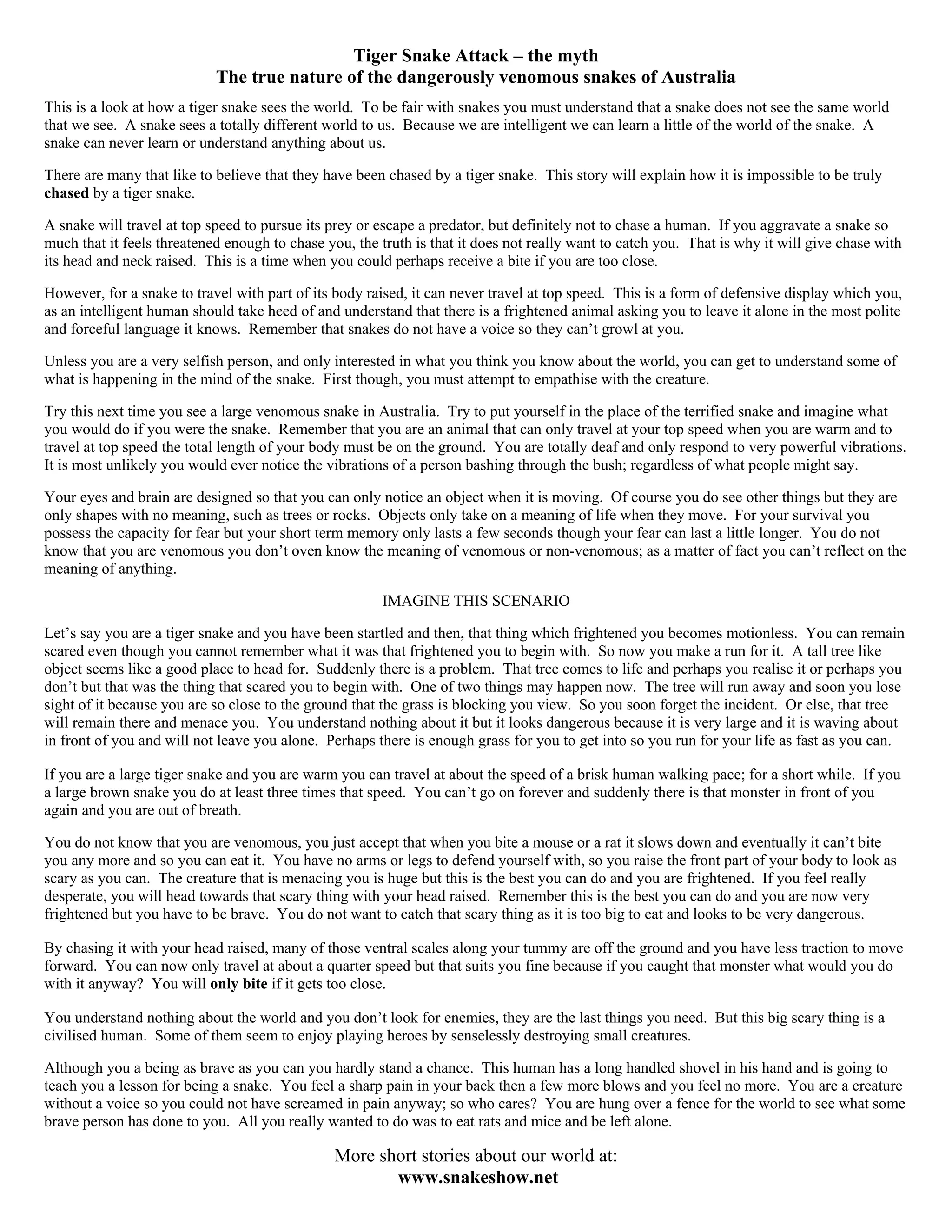 Tiger snake story | PDF