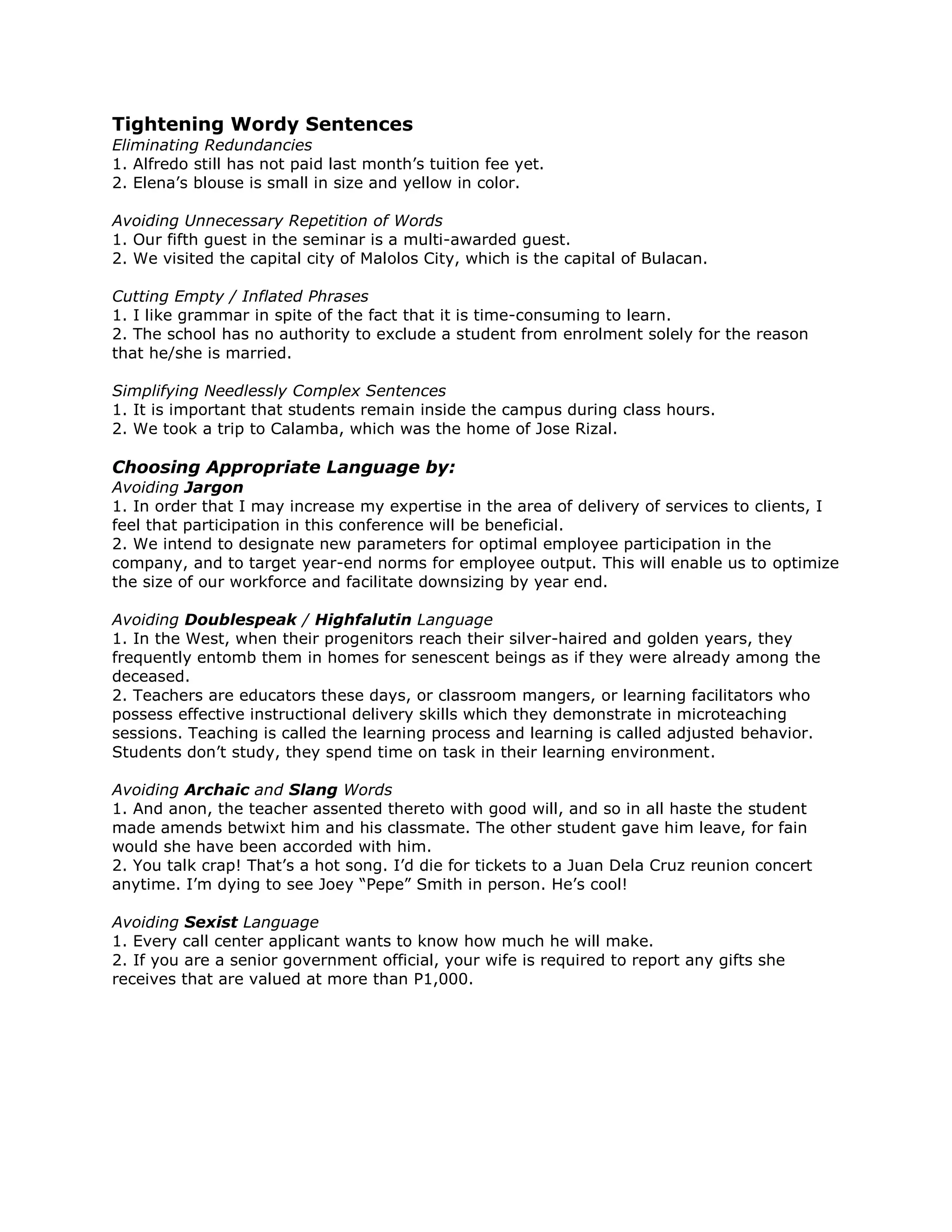 COMART2: Tightening Wordy Sentences | DOCX