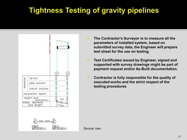 Tightness testing of gravity pipelines | PPTX | Civil Engineering ...