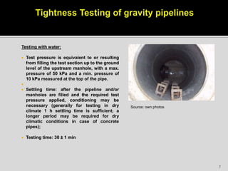 Tightness testing of gravity pipelines | PPTX