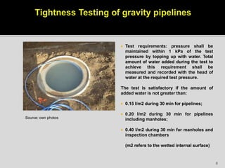 Tightness testing of gravity pipelines | PPTX