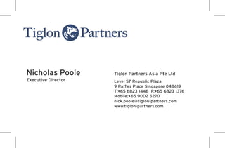 Tiglon Partners Nicholas Poole | PDF