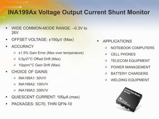 INA199Ax Series Current Shunt Monitors | PPT | Internet of Things | Internet