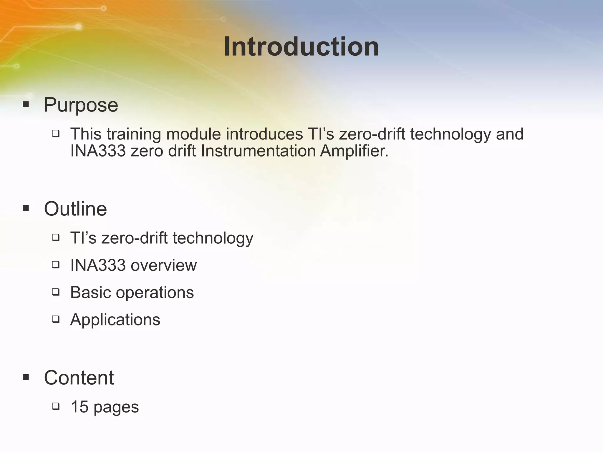 INA333 - Zero Drift Instrumentation Amplifier | PPT