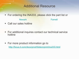 INA333 - Zero Drift Instrumentation Amplifier | PPT